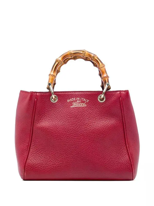 Gucci 2016-2026 Mini Calfskin Bamboo Shopper Satchel - Red