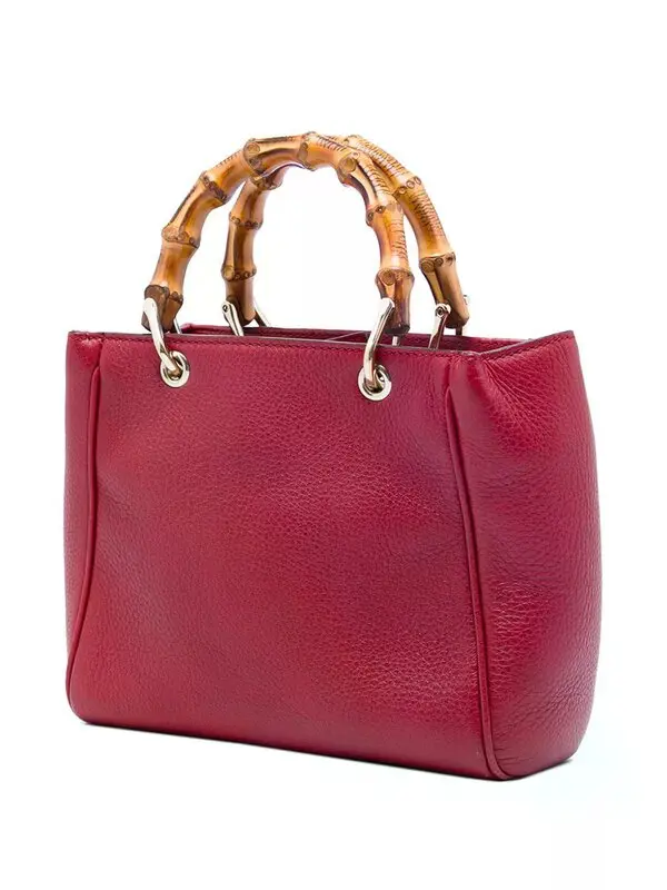Gucci Calfskin Bamboo Shopper Satchel - Red