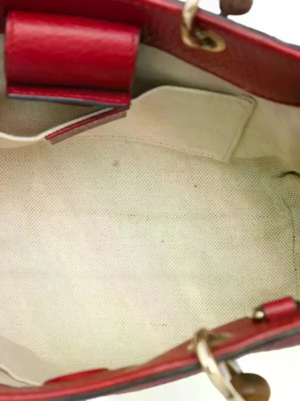 Gucci Calfskin Bamboo Shopper Satchel - Red