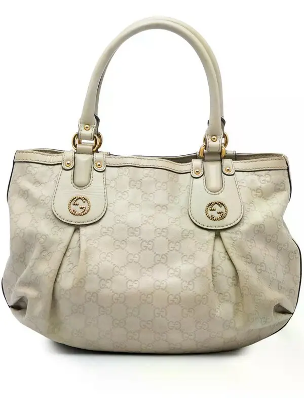 Gucci Embossed Leather Tote Bag - White