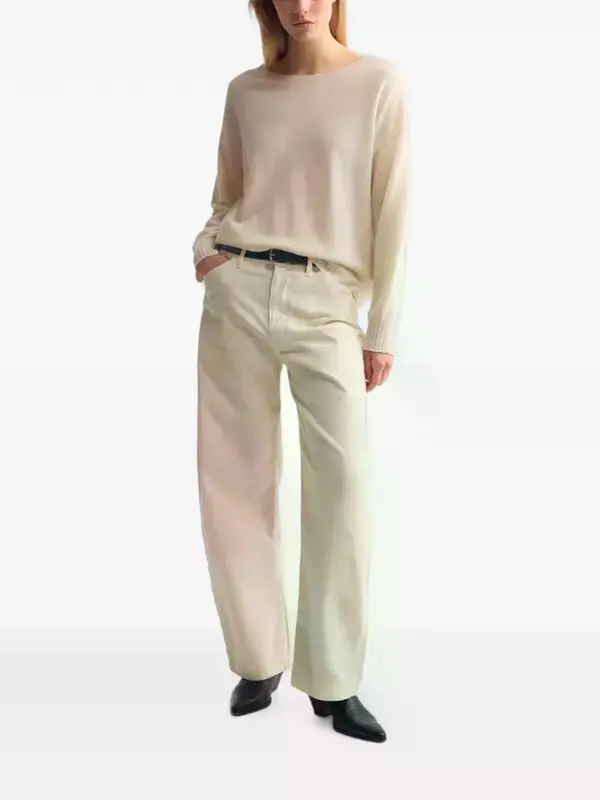 NILI LOTAN Stone Beige Cotton Wide-leg Trousers
