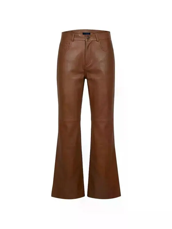 HAIKURE Flora Leather Flared Trousers - Brown