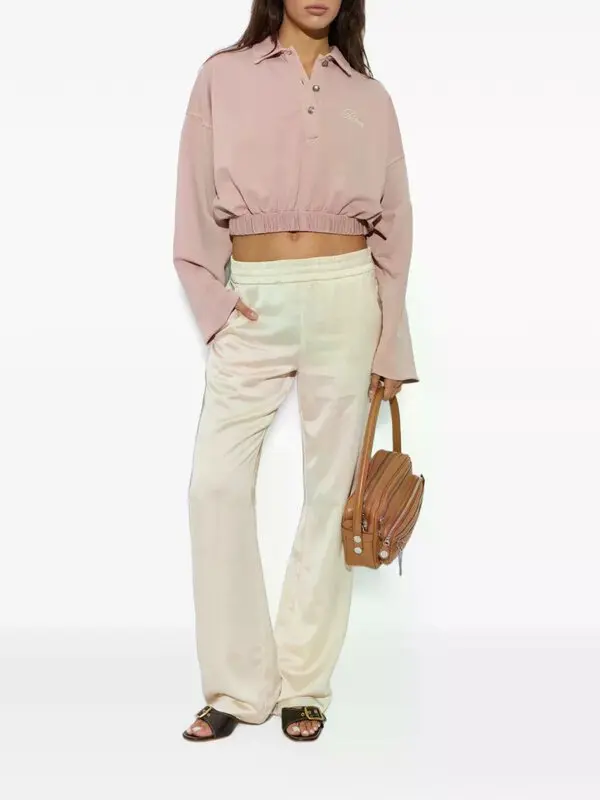 Palm Angels Cropped Long-sleeve Polo Shirt - Pink
