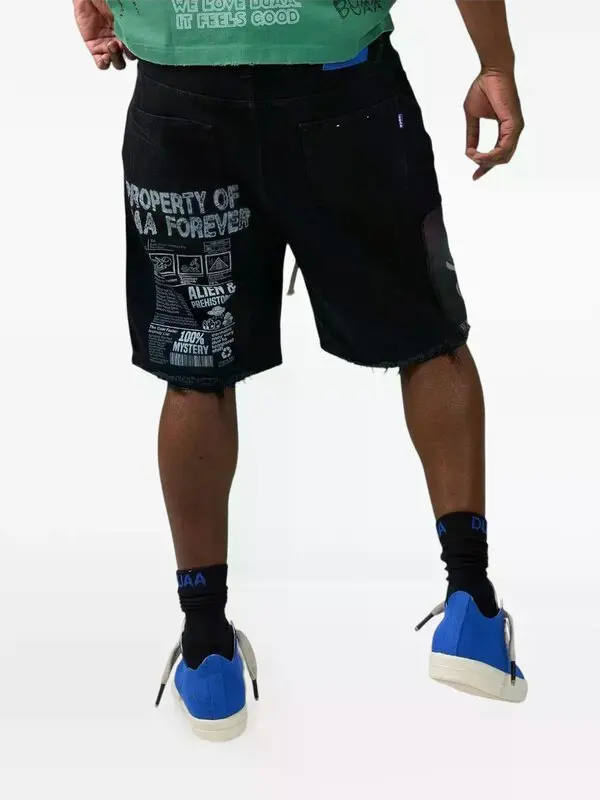 DUAA Graphic-print Rhinestone-embellished Shorts
