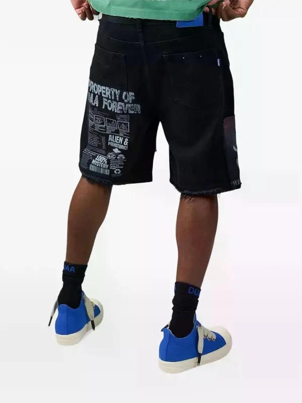 DUAA Graphic-print Rhinestone-embellished Shorts