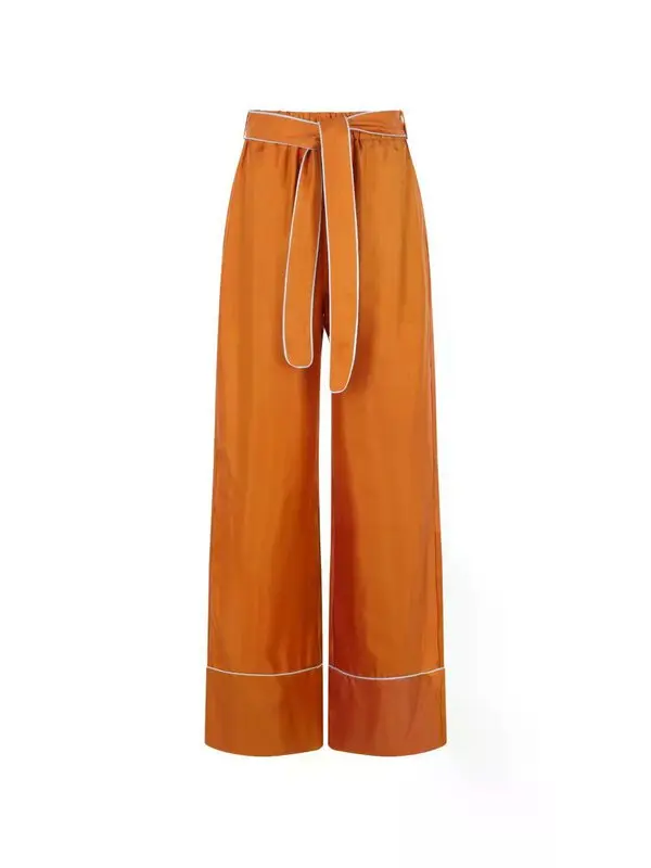 Raquel Diniz Piping-detail Belted Palazzo Pants - Orange