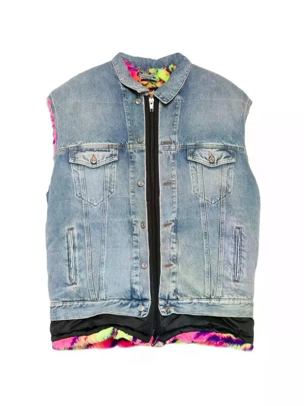 Balenciaga Denim Padded Vest - Blue