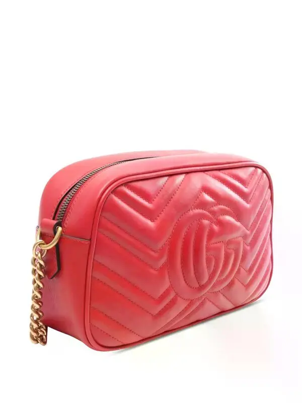 Gucci Small Gg Marmont Matelassé Leather Crossbody Bag - Red