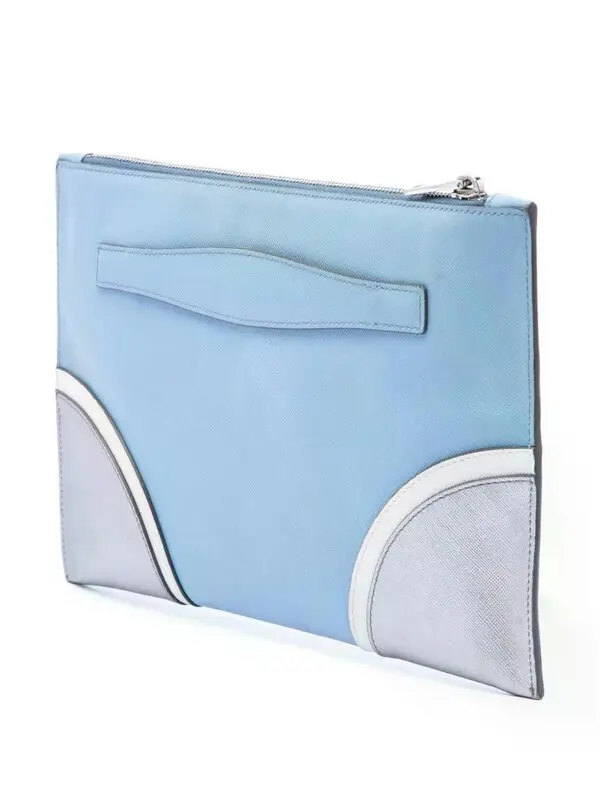 Prada Tricolor Saffiano Leather Clutch Bag