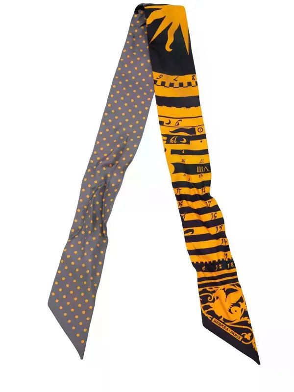 Hermès 2010-2018 Astrologie A Pois Silk Twilly Scarf Scarves - Black
