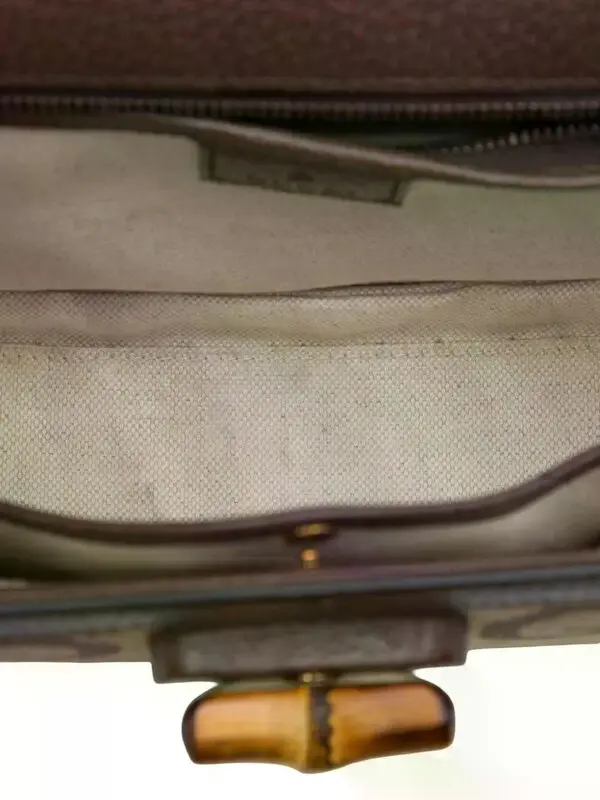 Gucci Small Jumbo Gg Canvas Bamboo 1947 Top Handle Bag - Neutrals