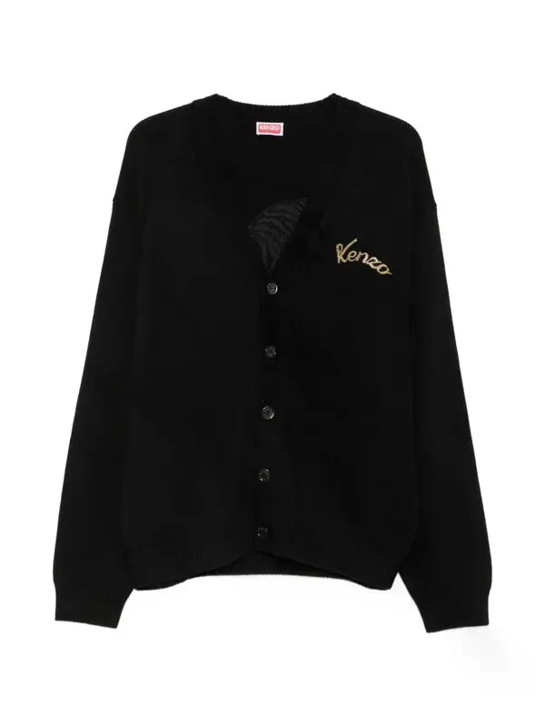 Kenzo Beaded Tiger-motif Cardigan - Black
