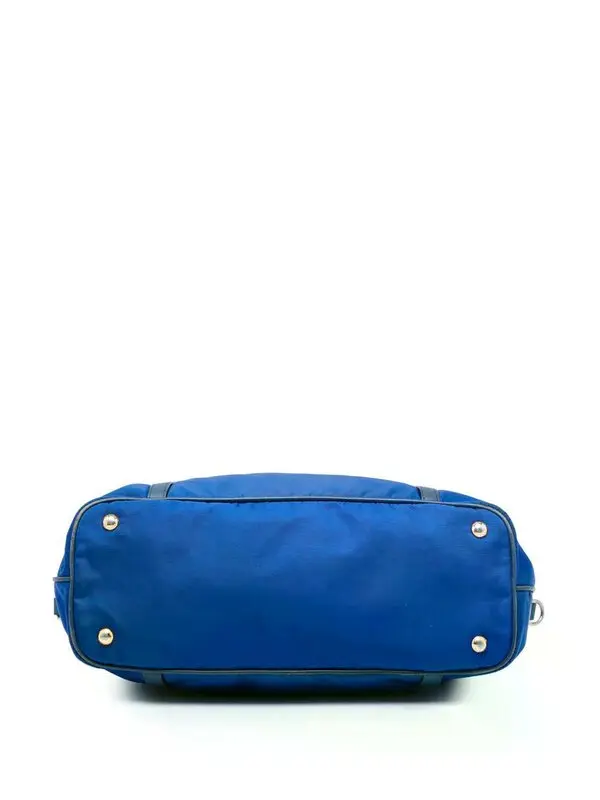 Prada Saffiano Trimmed Tessuto Zip Top Convertible Tote Satchel