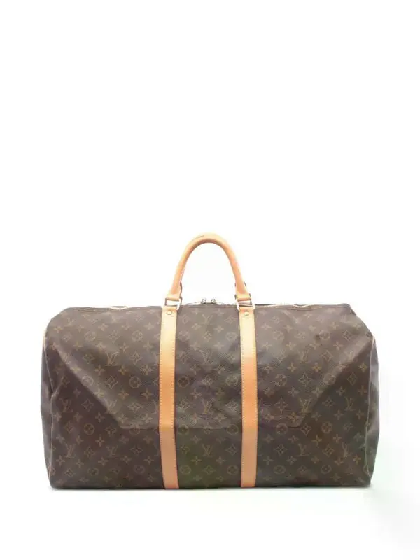 LOUIS VUITTON Monogram Keepall 55 Boston Luggage Bag - Brown