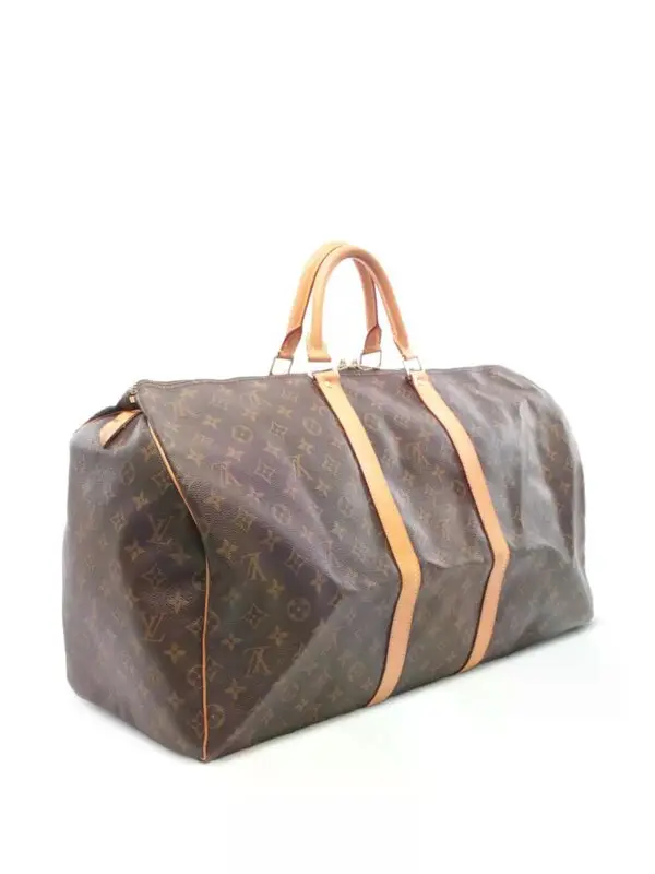 LOUIS VUITTON Monogram Keepall 55 Boston Luggage Bag - Brown