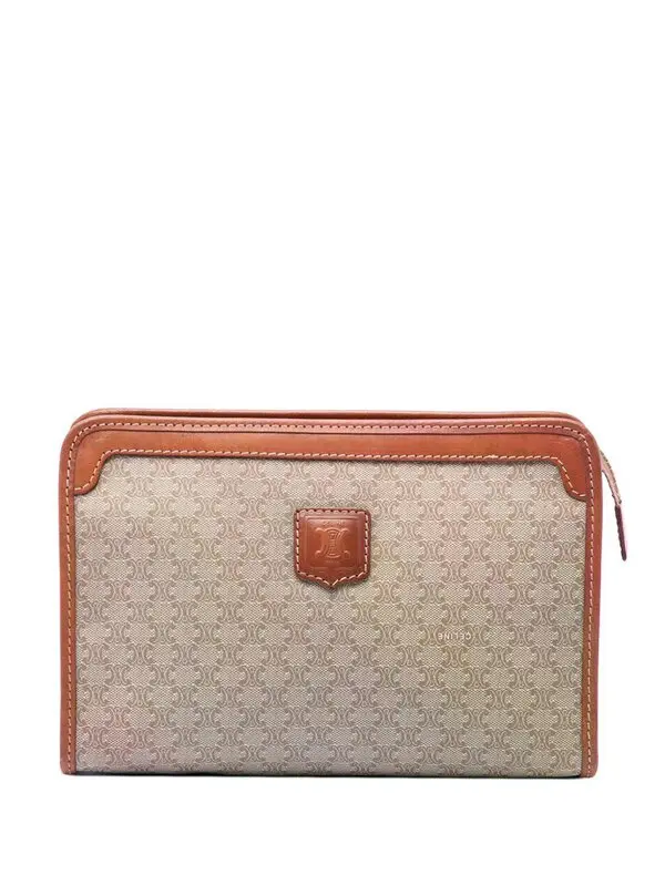 Celine 2006 Macadam Coated Canvas Clutch Bag - Neutrals