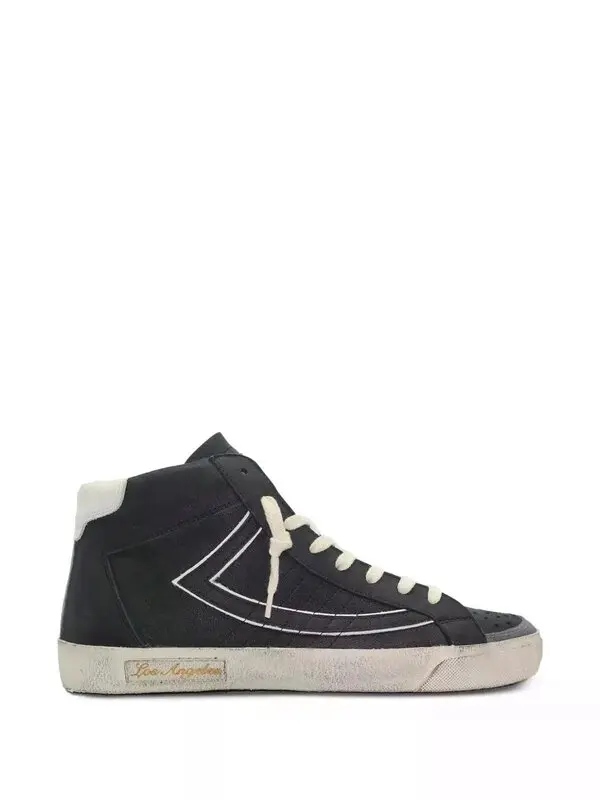 HTC LOS ANGELES Distressed Leather High Top Sneakers