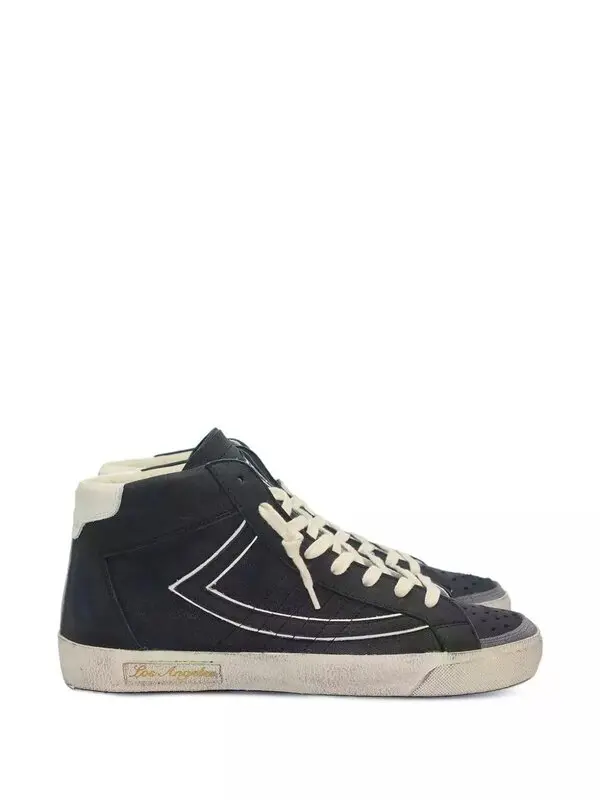 HTC LOS ANGELES Distressed Leather High Top Sneakers