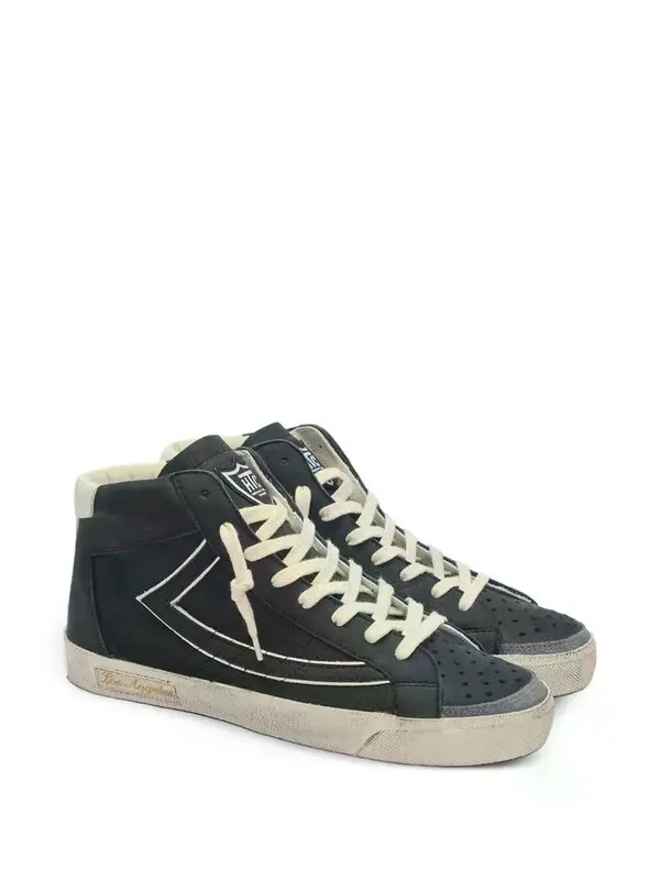 HTC LOS ANGELES Distressed Leather High Top Sneakers