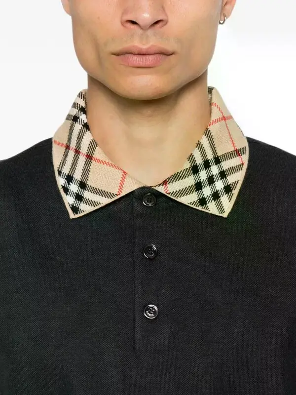 Burberry Check-collar Cotton Polo Shirt