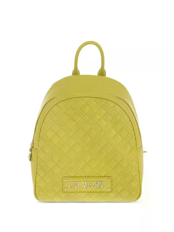 Moschino Quilted Logo Plaque Backpack - Green
