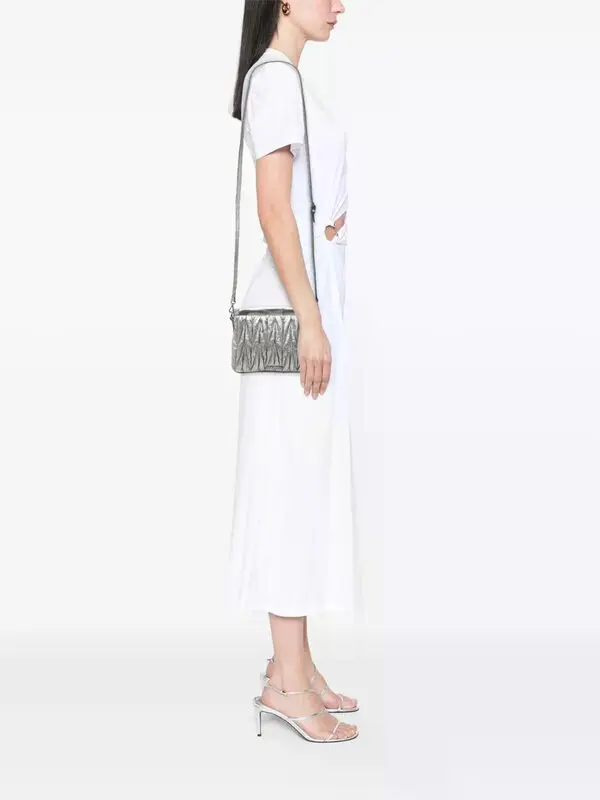 Miu Miu Matelasse Metallic Nappa Frame Clutch With Strap