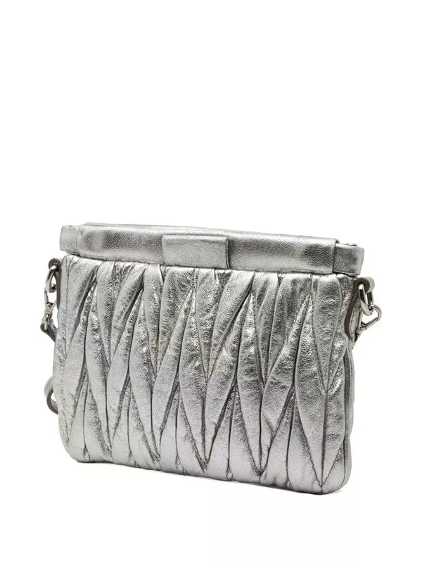 Miu Miu Matelasse Metallic Nappa Frame Clutch With Strap