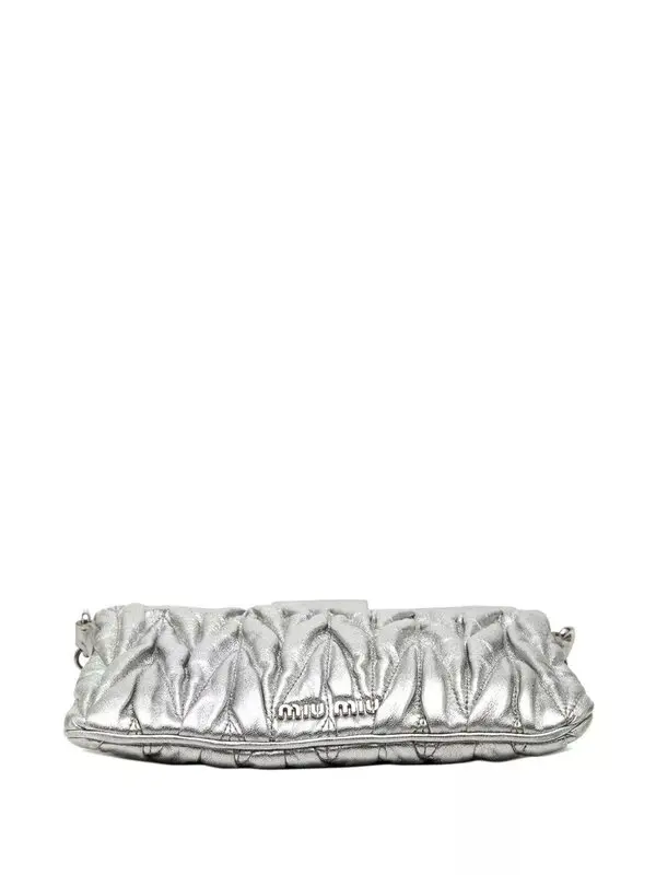 Miu Miu Matelasse Metallic Nappa Frame Clutch With Strap