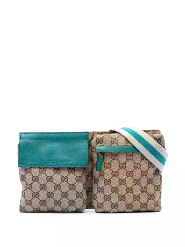 Gucci 2000-2015 Gg Canvas Web Double Pocket Belt Bag - Neutrals
