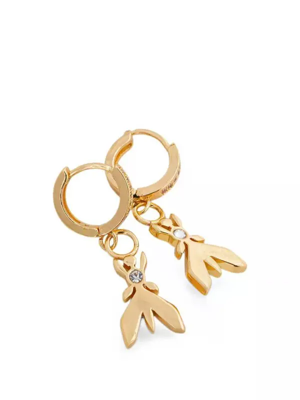 Patrizia Pepe Tone Fly Pendant Crystal Embellished Hoop Earrings - Gold