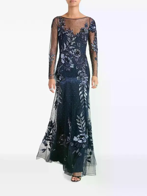TEMPERLEY LONDON Lavinia Embellished Floral Maxi Dress - Blue