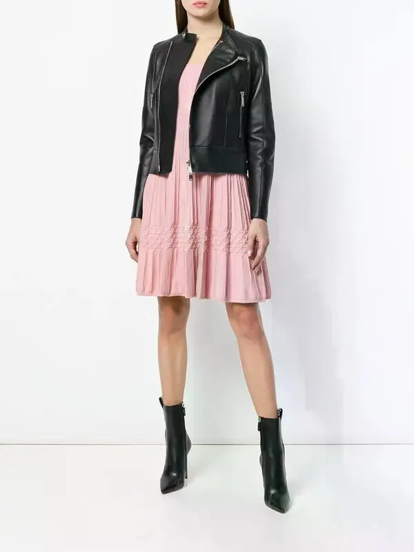 Dsquared2 Band Collar Leather Jacket