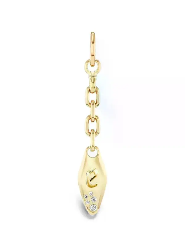 UNIFORM OBJECT 18k Yellow Diamond Engraved Letter Cable Chain Charm - Gold