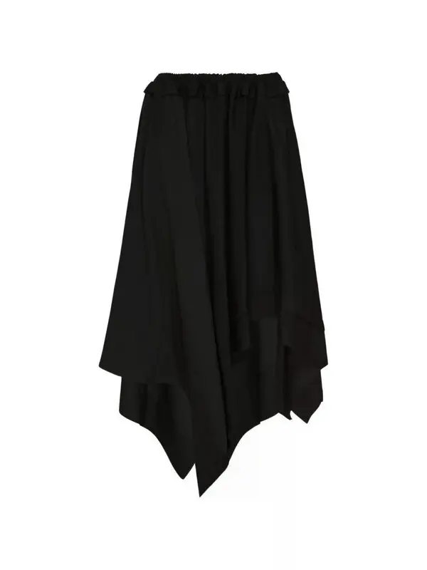 Yohji Yamamoto Elasticated-waist Asymmetric-hem Skirt - Black