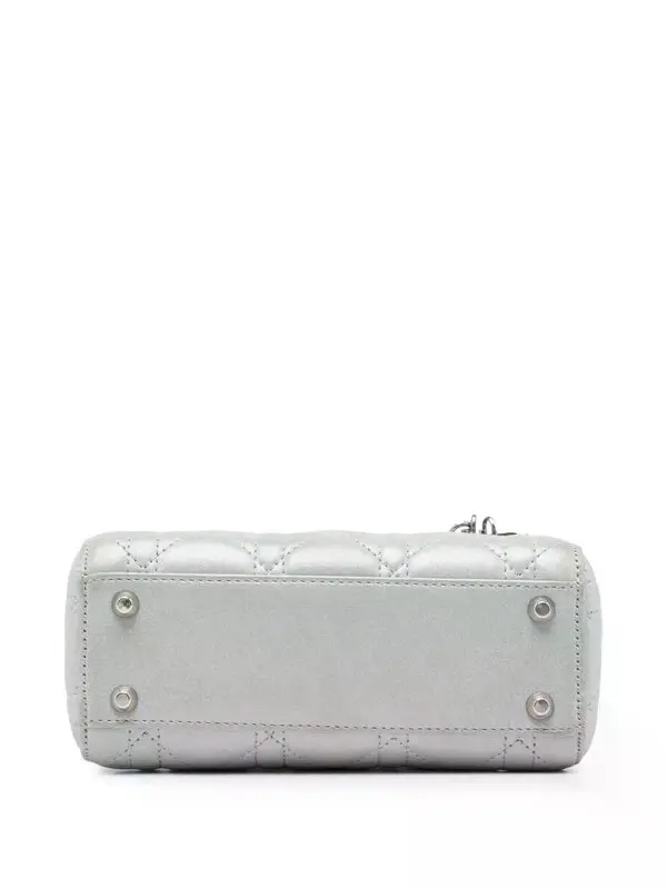 Dior Iridescent Lambskin Cannage Lady Satchel - Silver