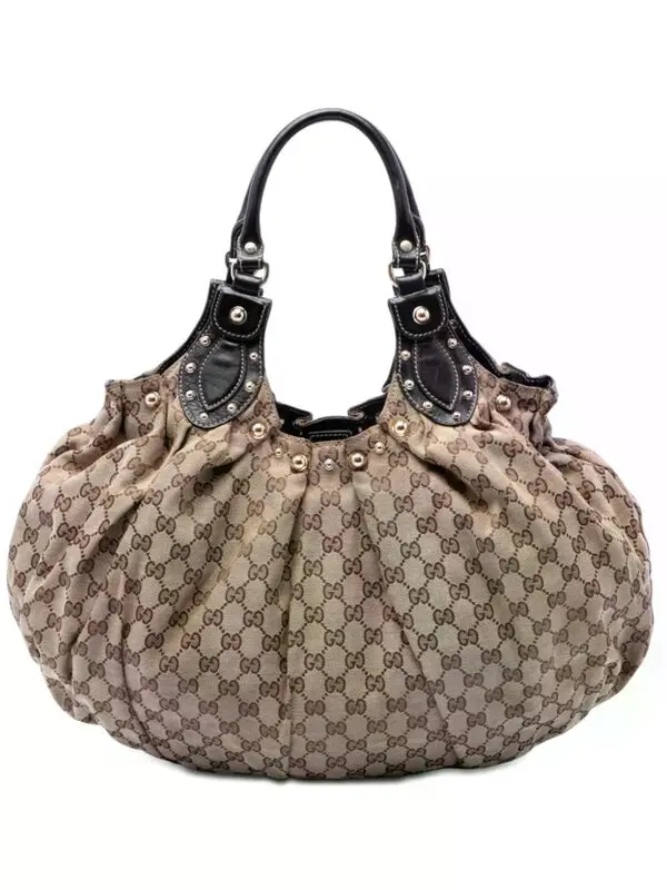 Gucci 2016-2026 Gg Canvas Studded Pelham Hobo Bag - Neutrals