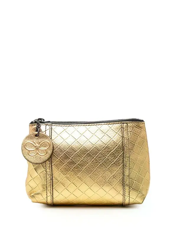 Bottega Veneta 2012-2026 Metallic Nappa Intrecciomirage Pouch - Gold