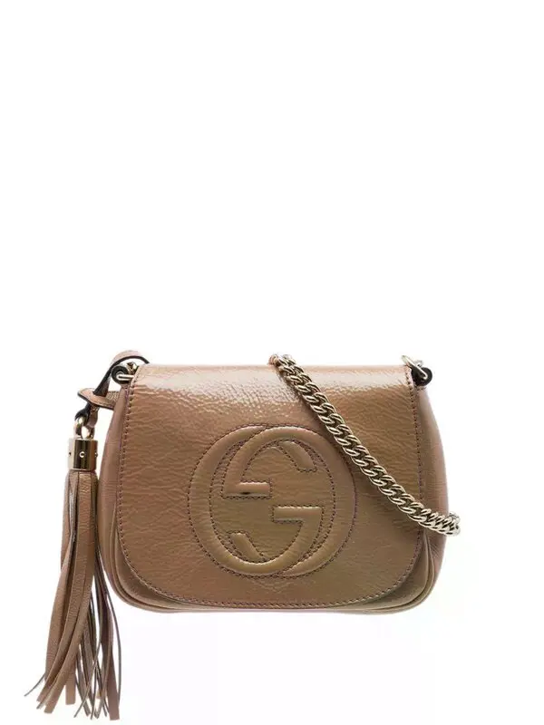 Gucci 2016-2026 Small Patent Soho Chain Flap Crossbody Bag - Brown