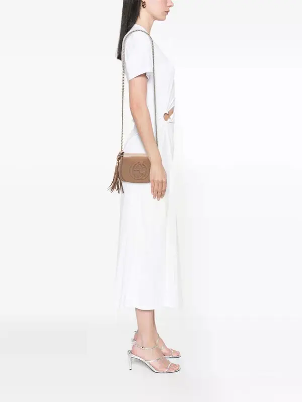 Gucci Soho Patent Leather Chain Flap Crossbody Bag - Brown