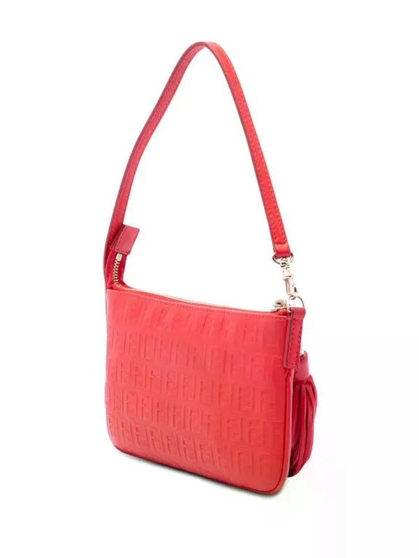 Fendi Zucchino Embossed Nappa Tassel Handbag - Red