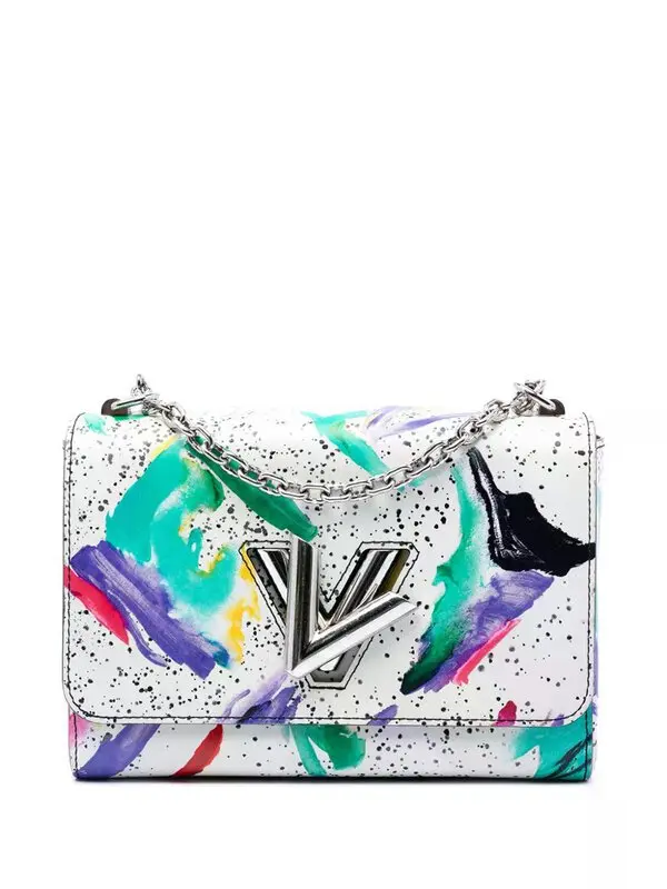 LOUIS VUITTON 2019 Leather Splash Print Twist Mm Crossbody Bag - White