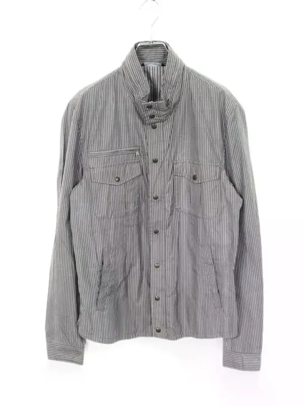 Dolce & Gabbana 2010s Stand-collar Striped Shirt Jacket - Grey