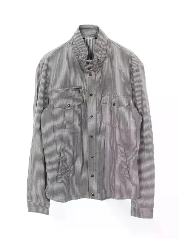 Dolce & Gabbana 2010s Stand-collar Striped Shirt Jacket - Grey