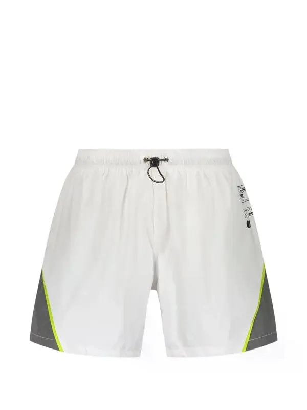 PLEIN SPORT Drawstring-waist Panelled Swim Shorts - White