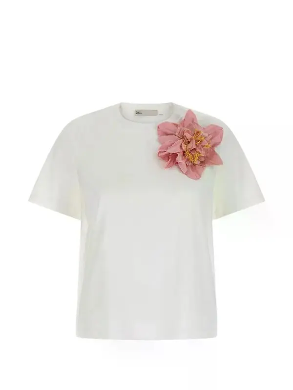 Tory Burch Flower Appliqué Crewneck T-shirt - White