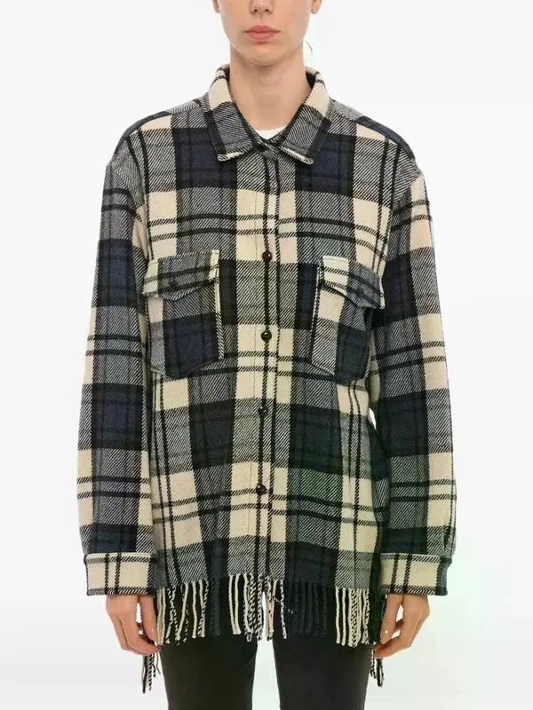 Woolrich Fringed Checked Overshirt - Neutrals