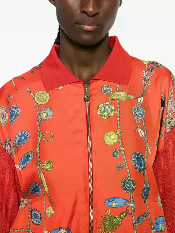 Versace Jewellery Print Pleated Sleeve Cardigan