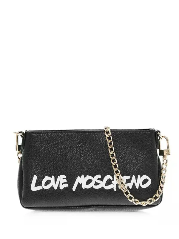 Moschino Graffiti-print Textured-leather Cross Body Bag - Black