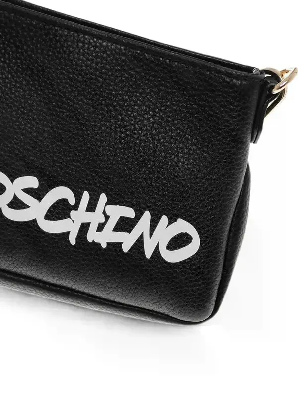 Moschino Graffiti Print Textured Leather Crossbody Bag