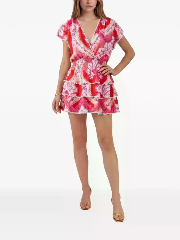 Melissa Odabash Jess Ornate Tiered Mini Dress - Red